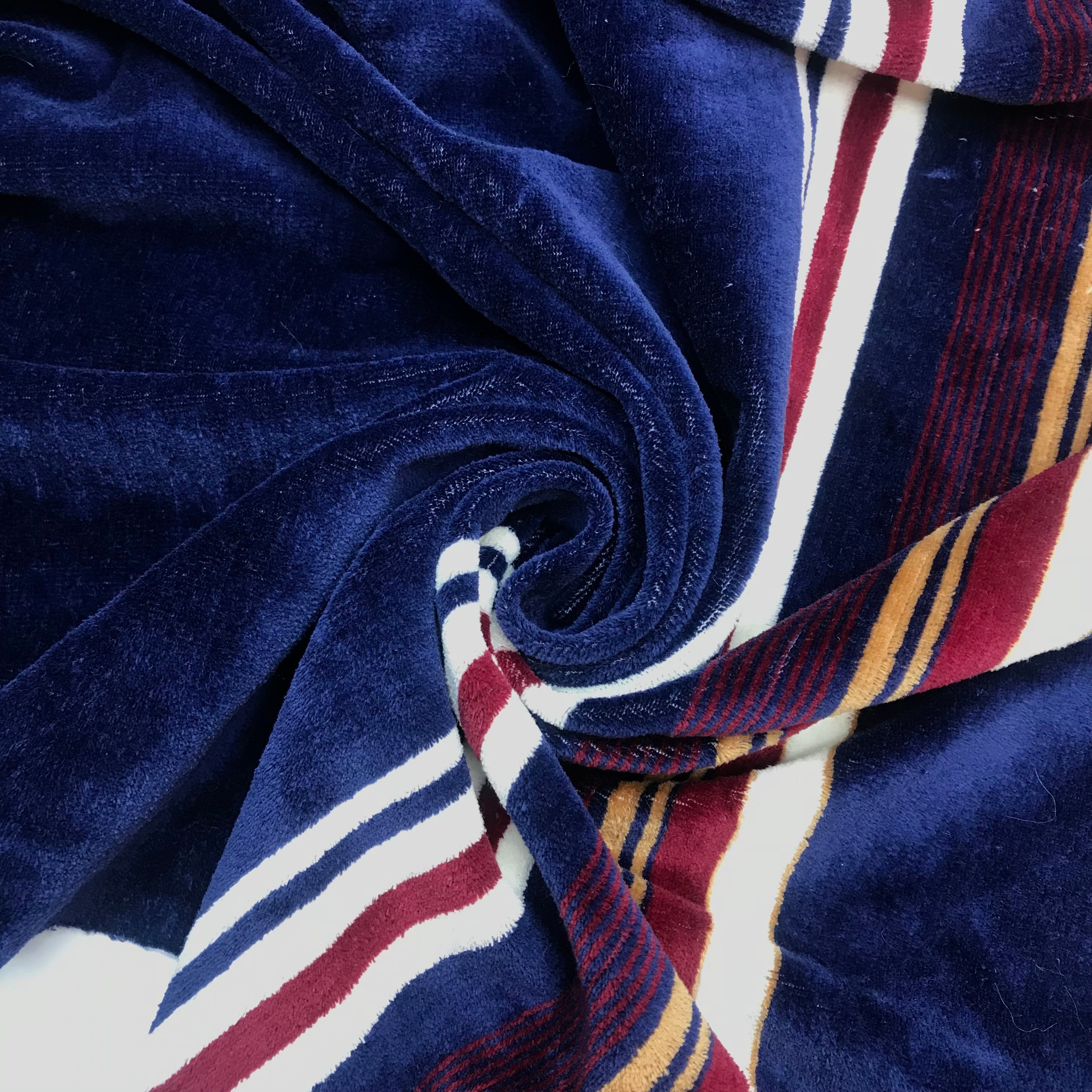 Varsity Ball - Knitted Velour Cotton Blend Knit - Navy Multi Stripes ...