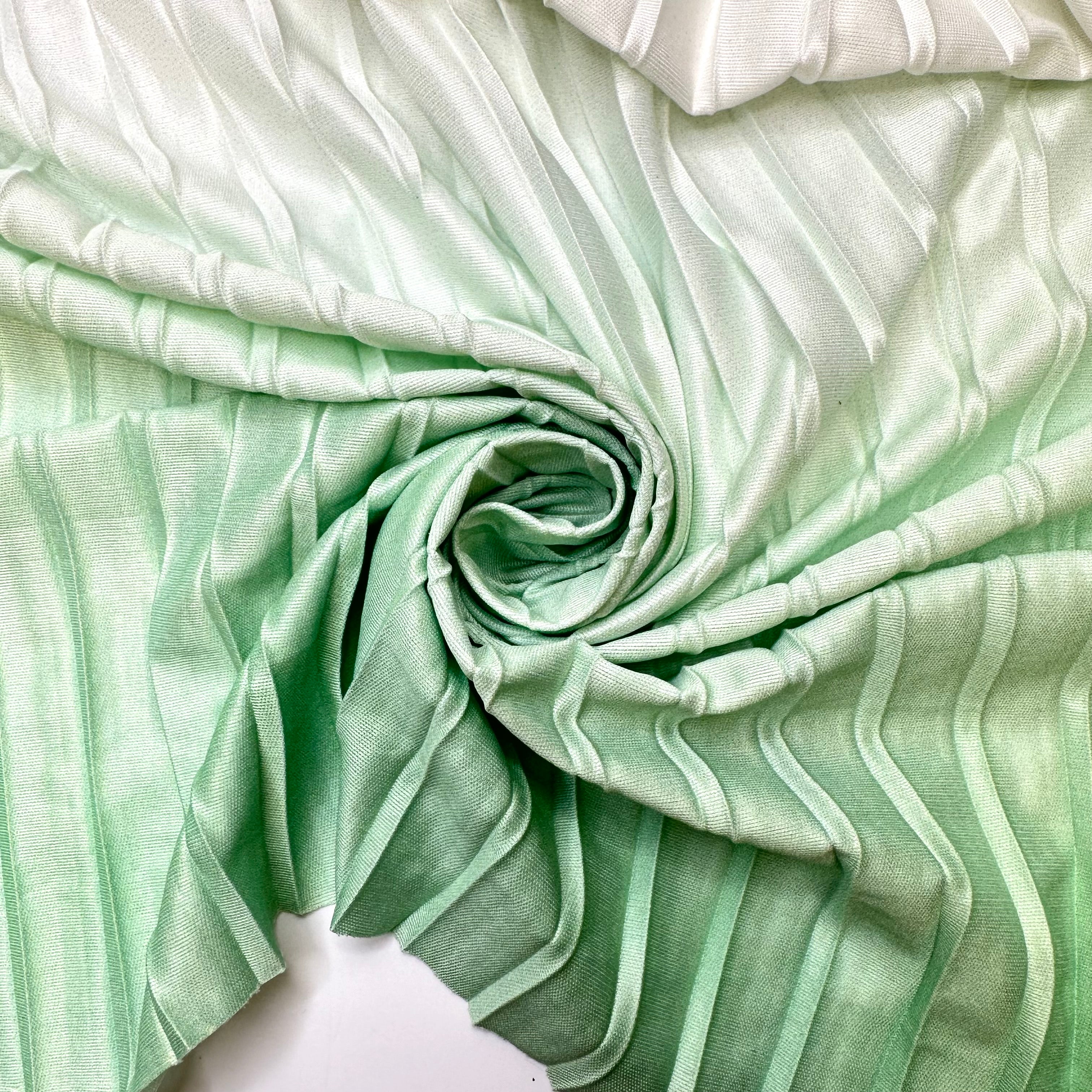 Poison D"Avril - Pleated Fabric Jersey Poly Knit - Green/White Ombre ...