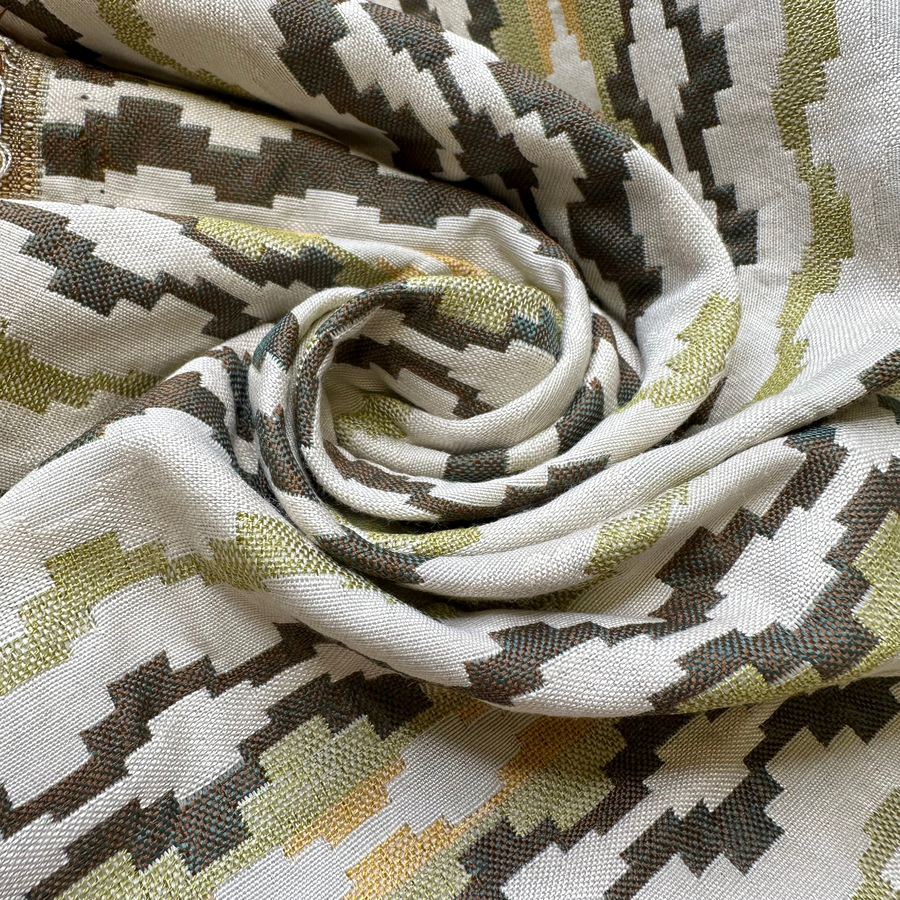 Spinning Mixer Blades - Jacquard Polyester Blend Woven - Cream/Green ...