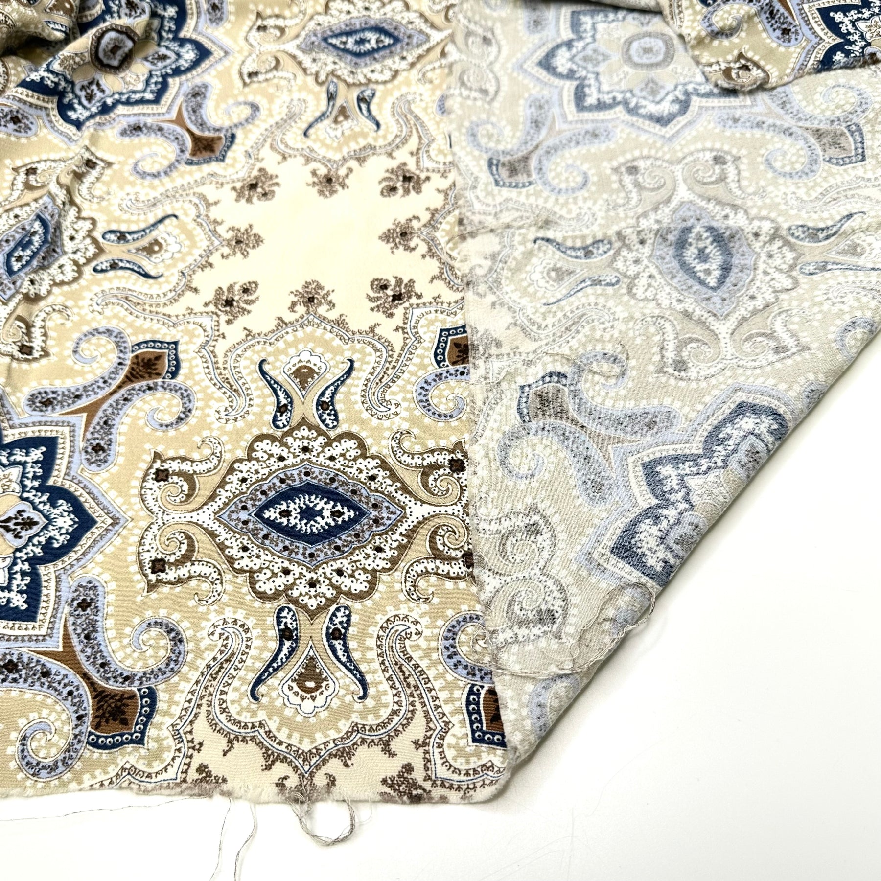 Cheering On The Rebel Forces - Crepe Cotton Blend Woven - Beige/Blue ...