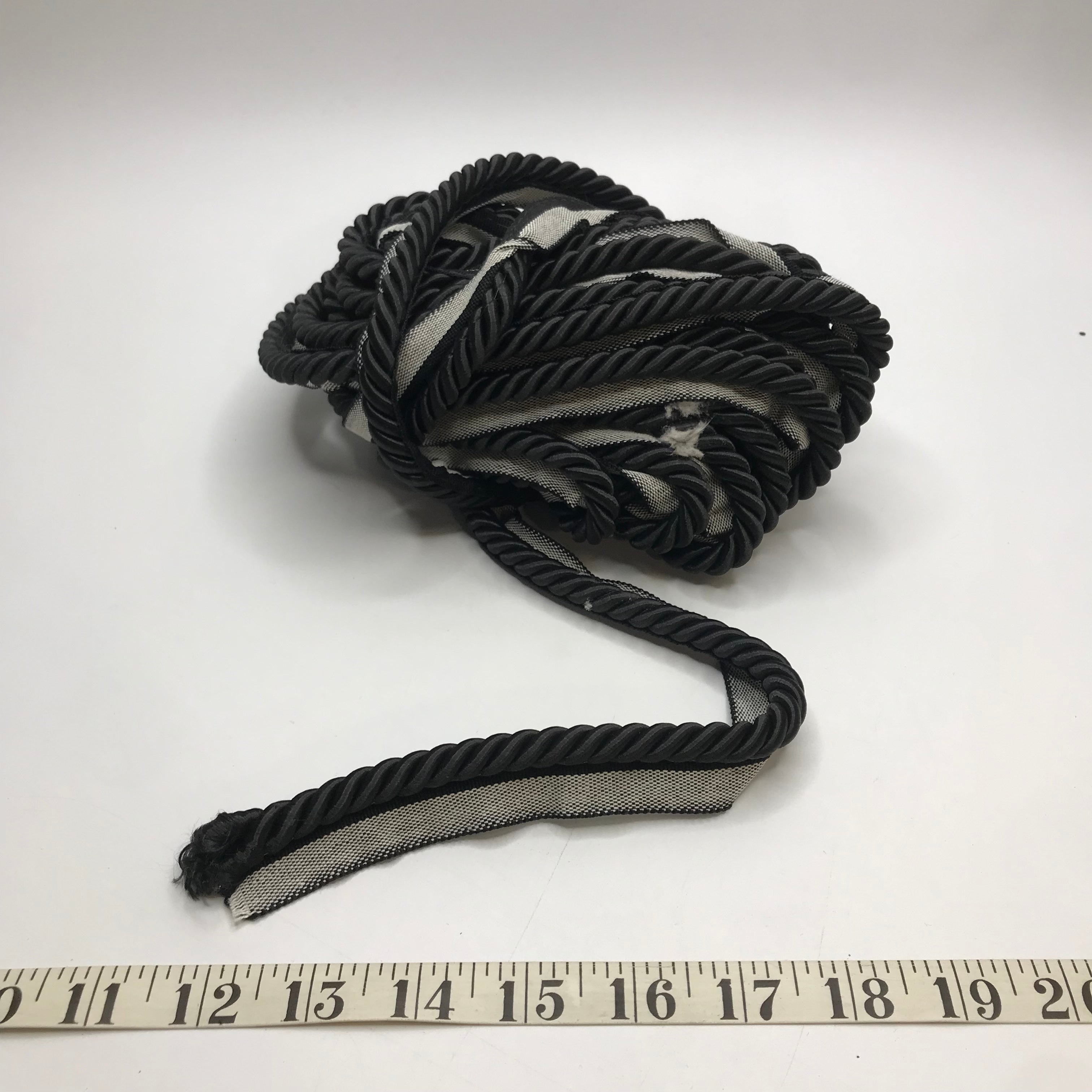 1" (25mm) Rope Cording Trim - Black - 6.7M Bundle | FABCYCLE