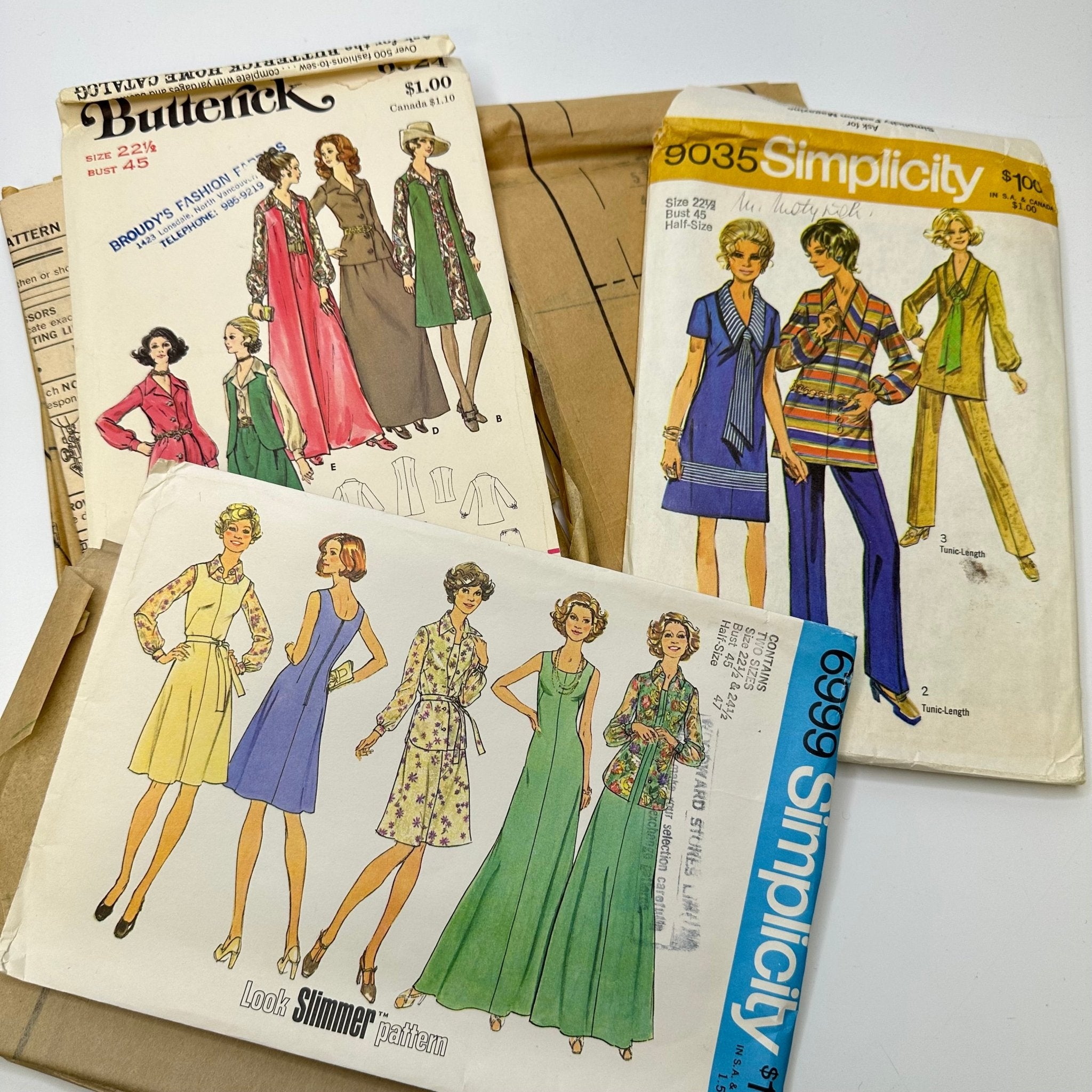 sewing-pattern-3-pack-womenswear-simplicity-9035-6999-butterick-6024 ...